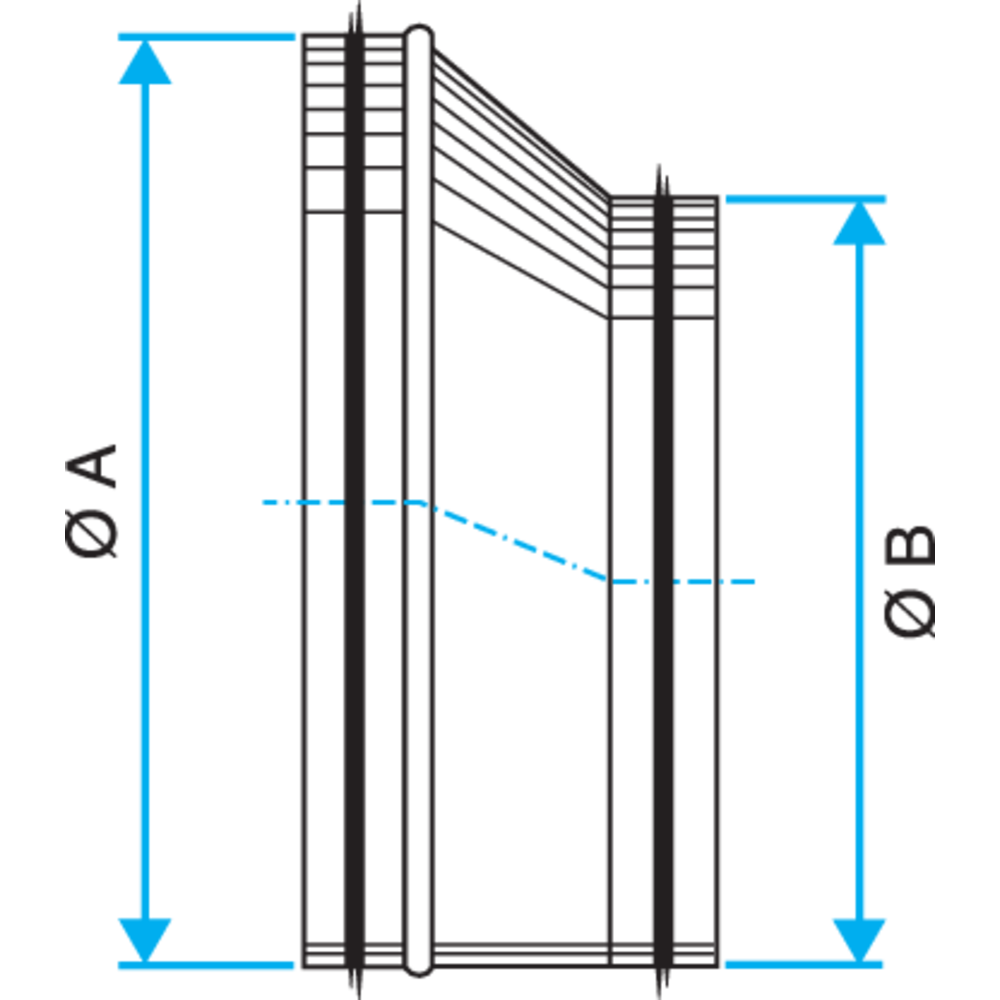 Offset Conical Reducer: RCE+seals - VIRTUO-FIX range with seals | Aldes